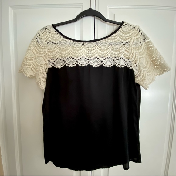 LC Lauren Conrad | Tops | Lc Lauren Conrad Short Sleeve Top Black W ...